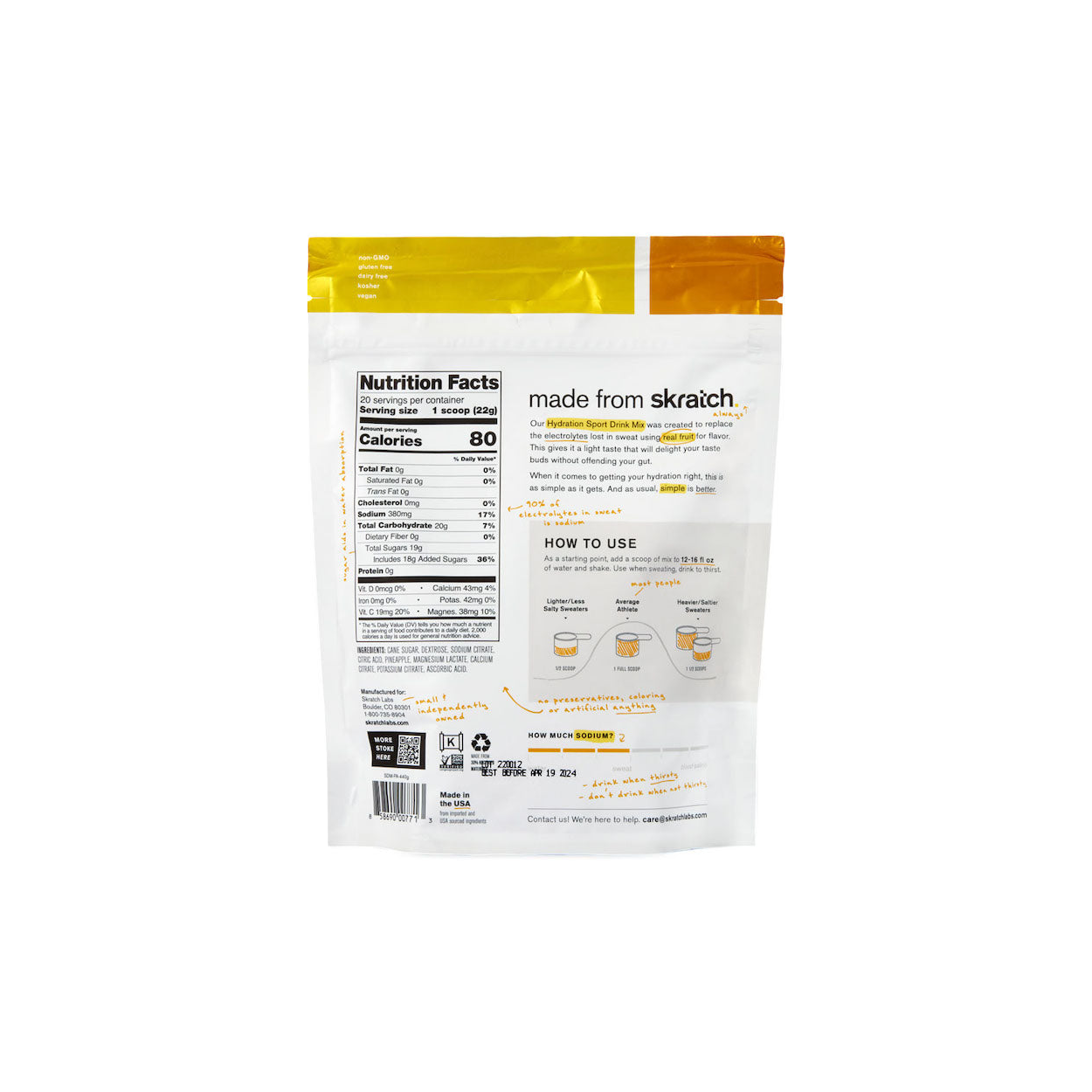 Skratch Labs Sport Hydration Drink Mix - 440g - Pineapple – CCACHE